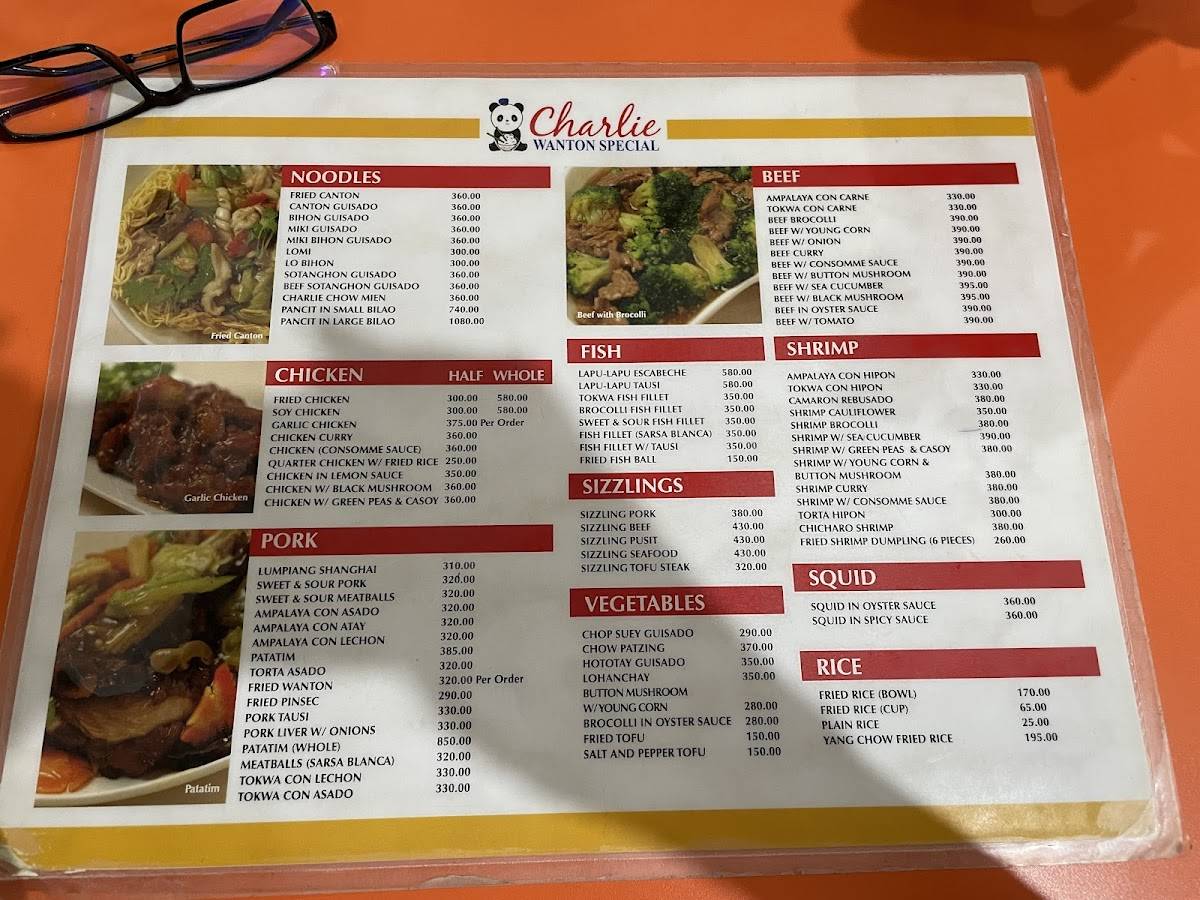 Menu at Charlie Wanton Special restaurant, Mandaluyong