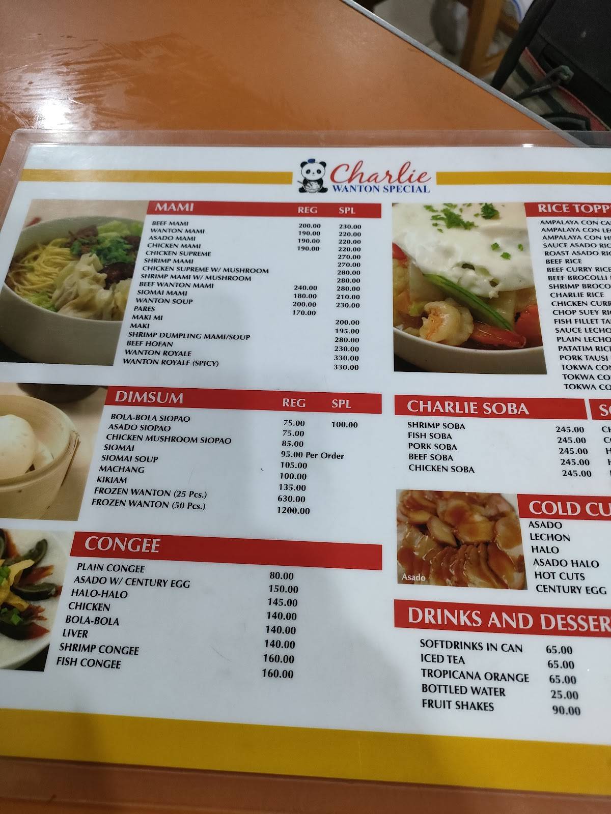 Menu at Charlie Wanton Special restaurant, Mandaluyong