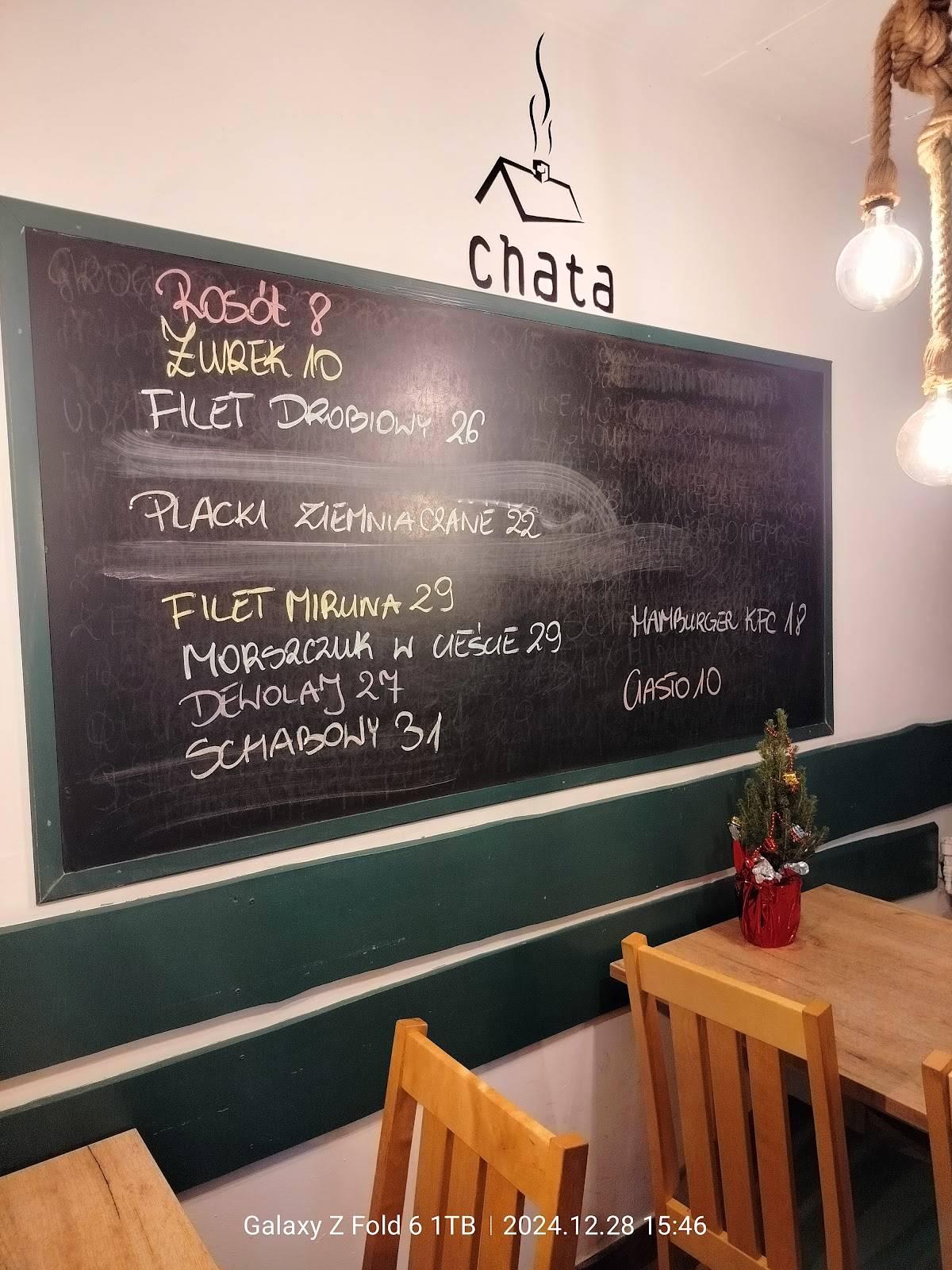 Menu at Chata restaurant, Lidzbark