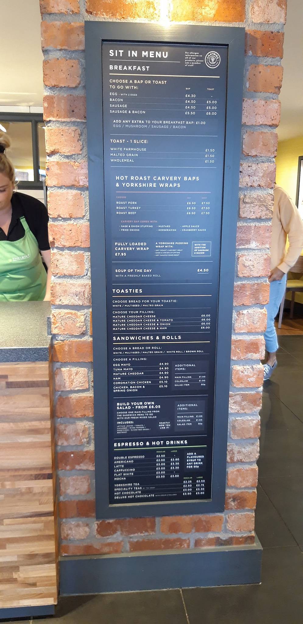 Menu at Chatwins - Sandbach cafe, Sandbach