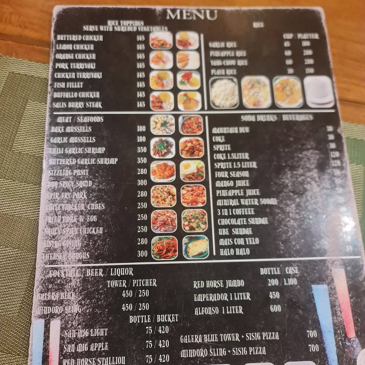 Menu at Checo's Sisig Point restaurant, Cavite City, CVPH+P39
