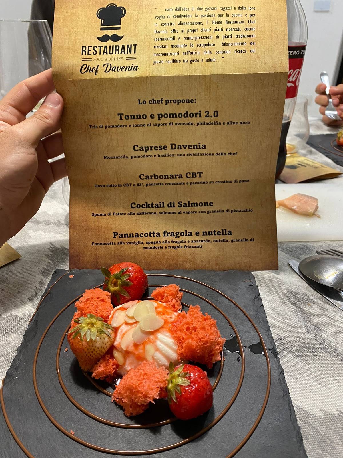 Carta del restaurante Chef Davenia, Roma