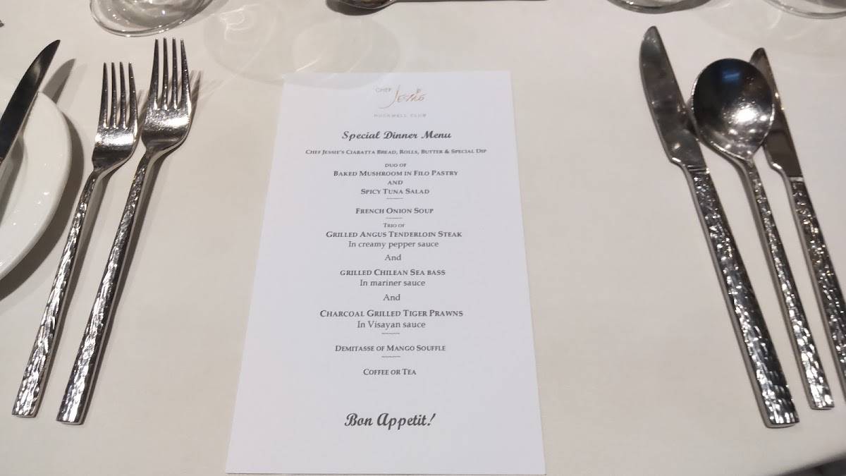 Menu at Chef Jessie Rockwell Club, Makati