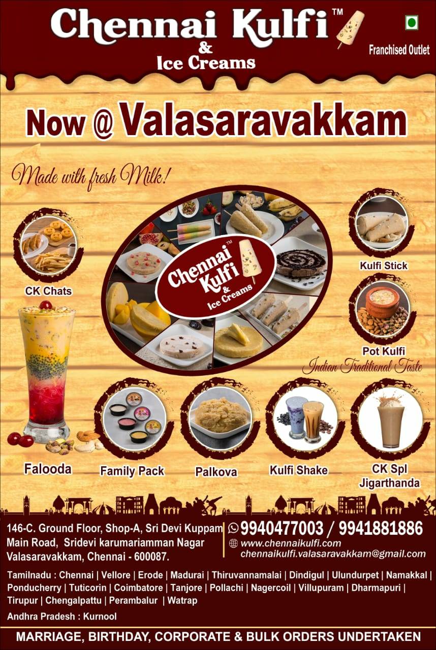 Menu at Chennai Kulfi Valasaravakkam, Chennai