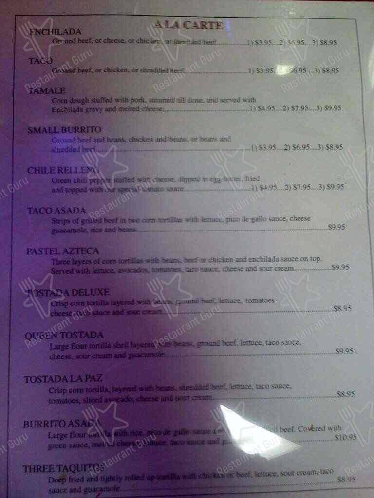 Menu at Chepo's Mexican Restaurant - Eagle River, Anchorage