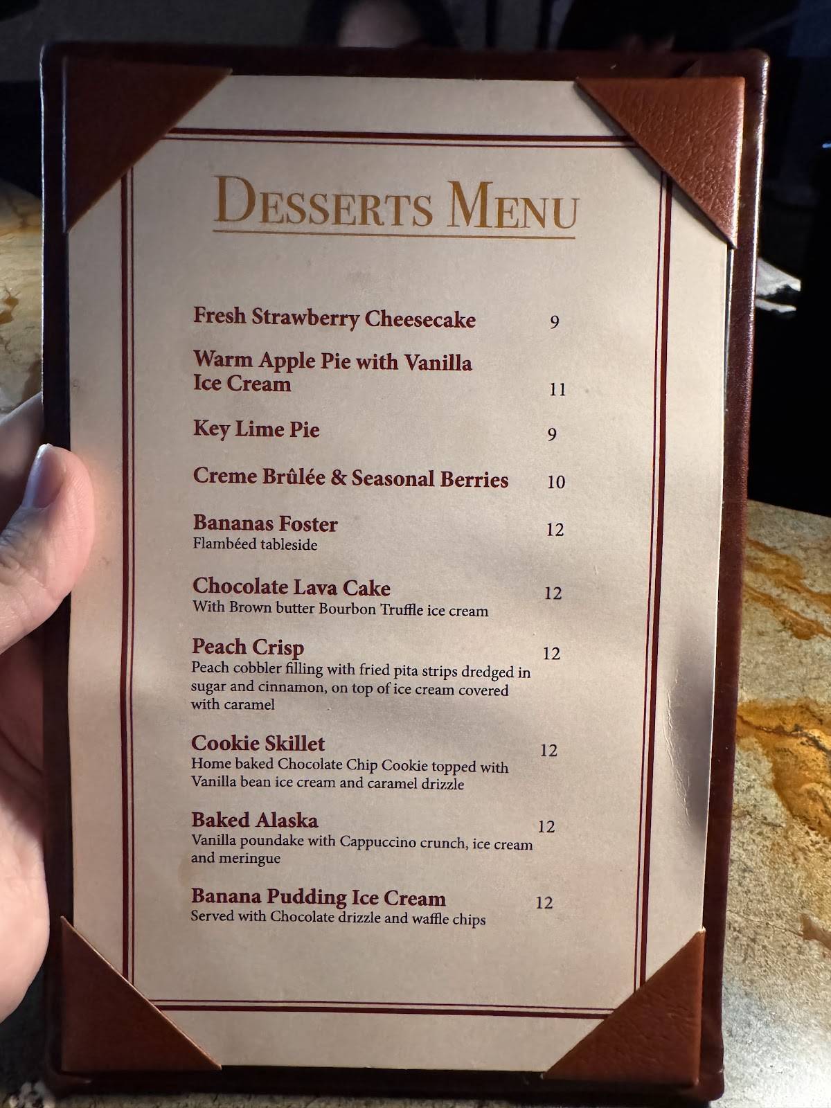 Menu at Cherokee Chophouse steakhouse, Marietta