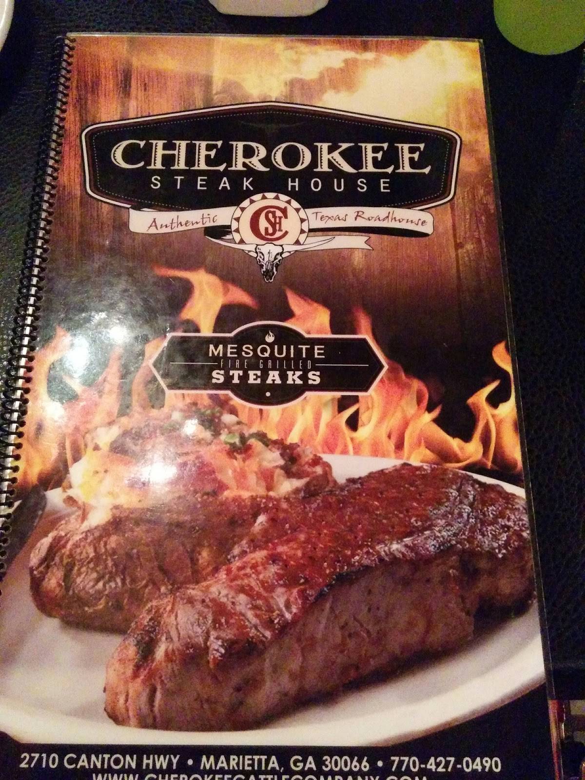 Menu at Cherokee Chophouse steakhouse, Marietta