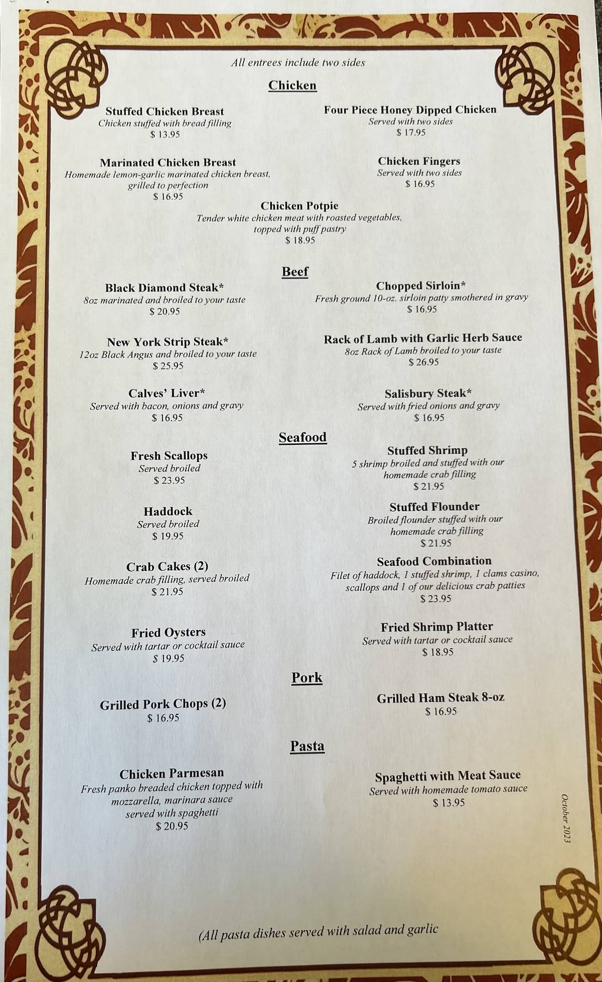 Menu at Cherry Hill Hotel pub & bar, Nazareth