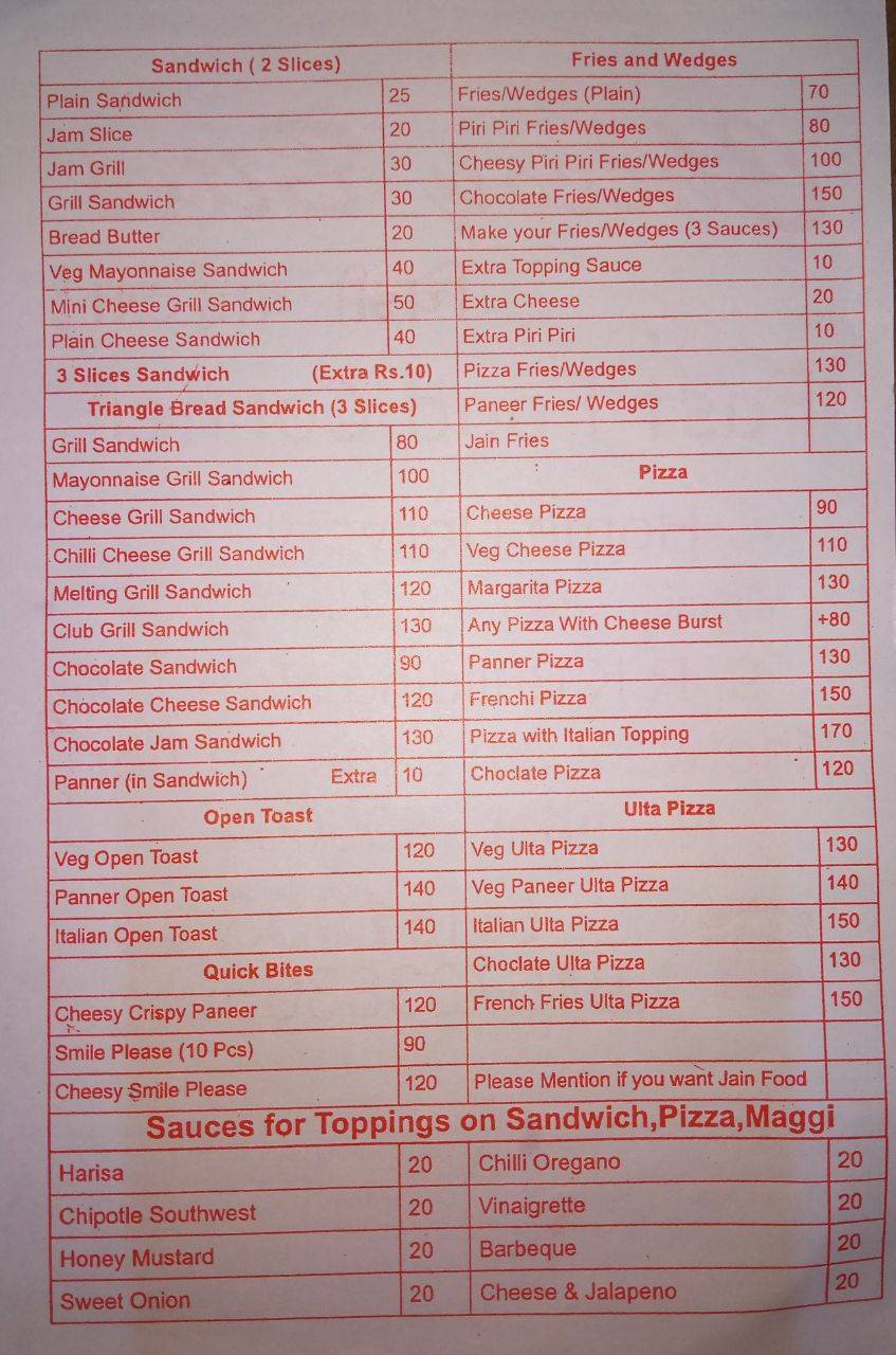 Menu at Aaple Sarkar Seva Kendra, Mumbai