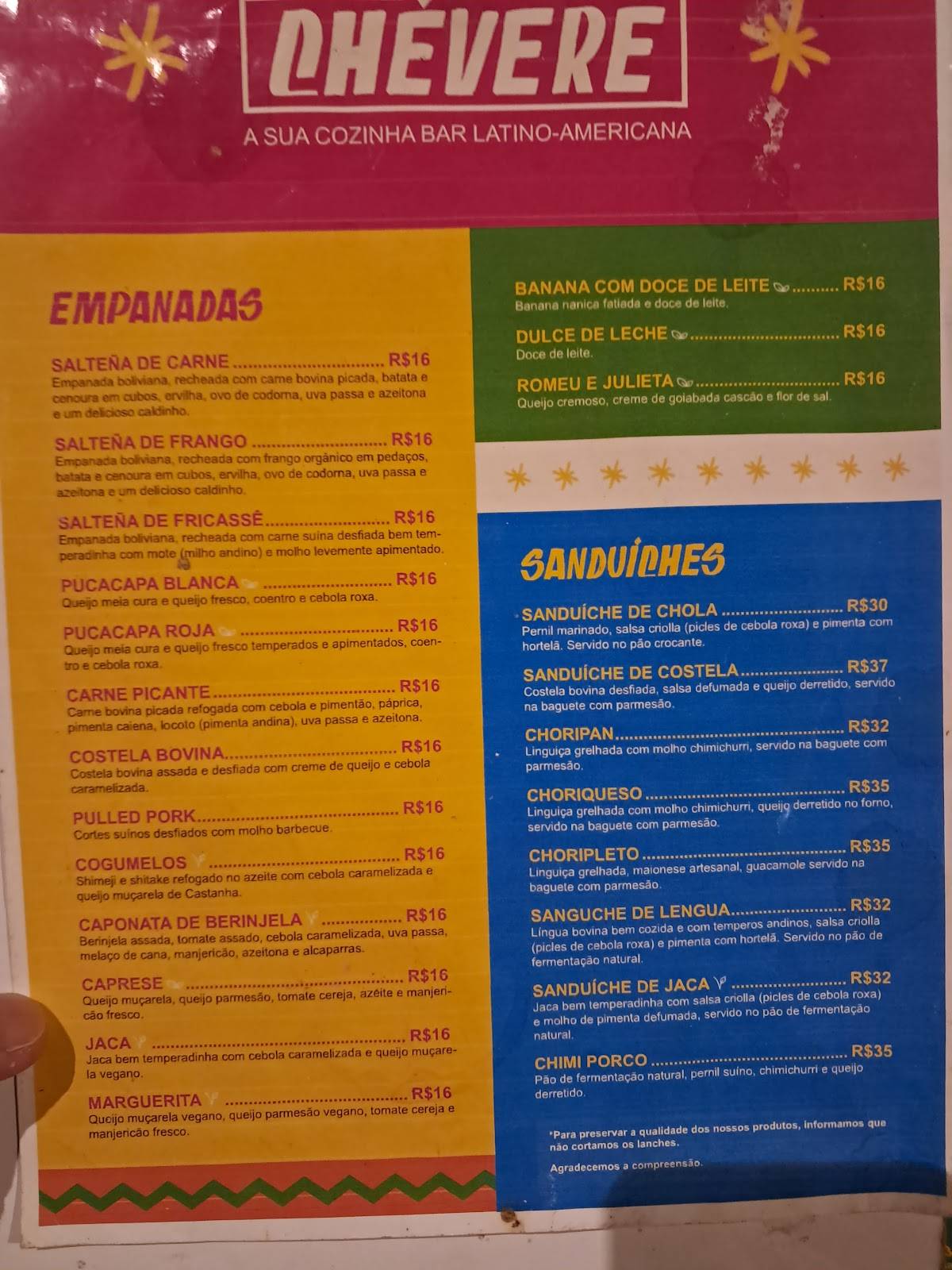 Menu em Chévere Cozinha e Bar, São Paulo