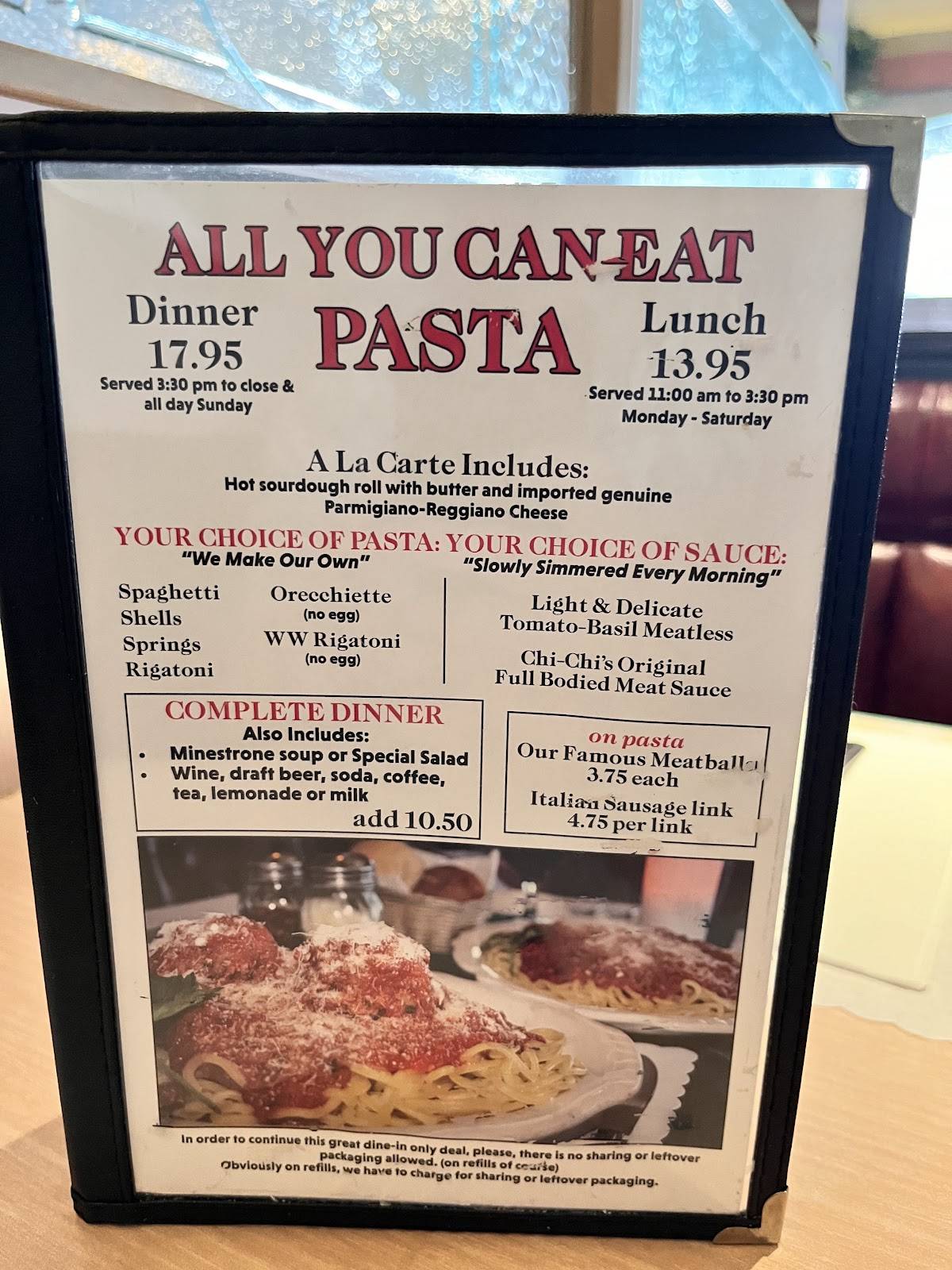Menu at Chi-Chi's Pizza pizzeria, Santa Clarita, West Soledad Canyon Rd