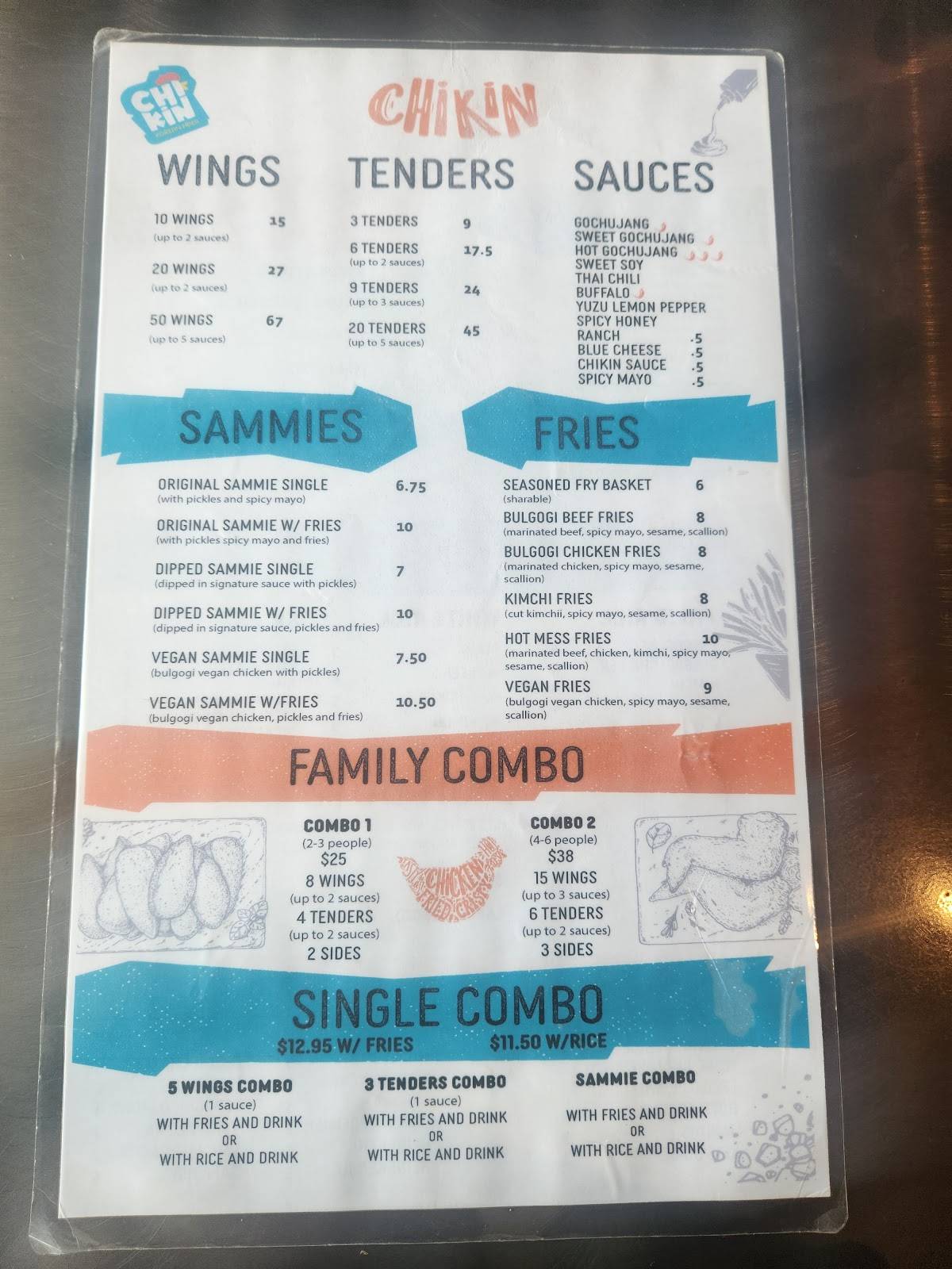 Carta del restaurante Chi-Kin, Orlando