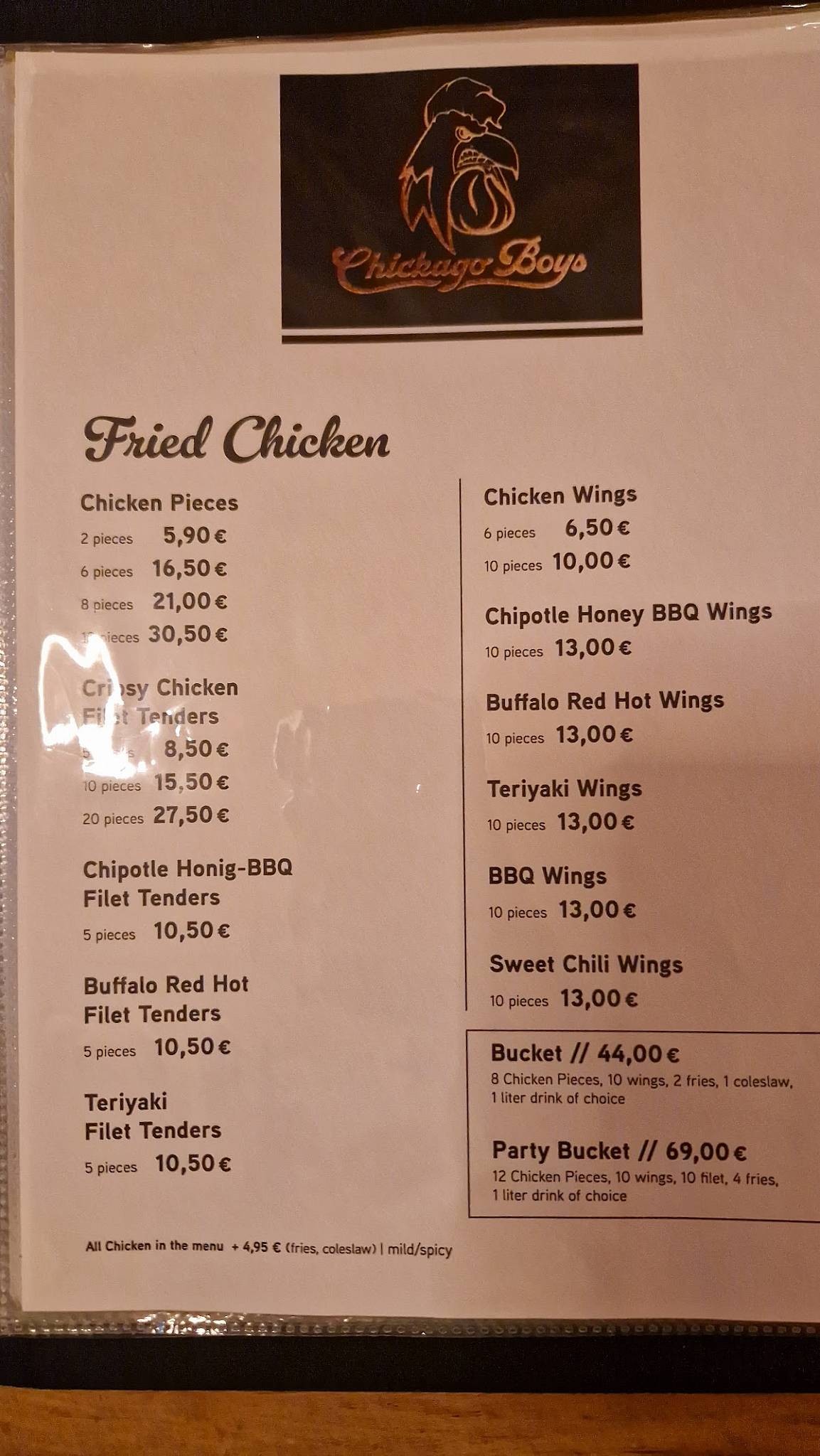 Speisekarte von Chickago Boys Fried Chicken & Burger restaurant ...