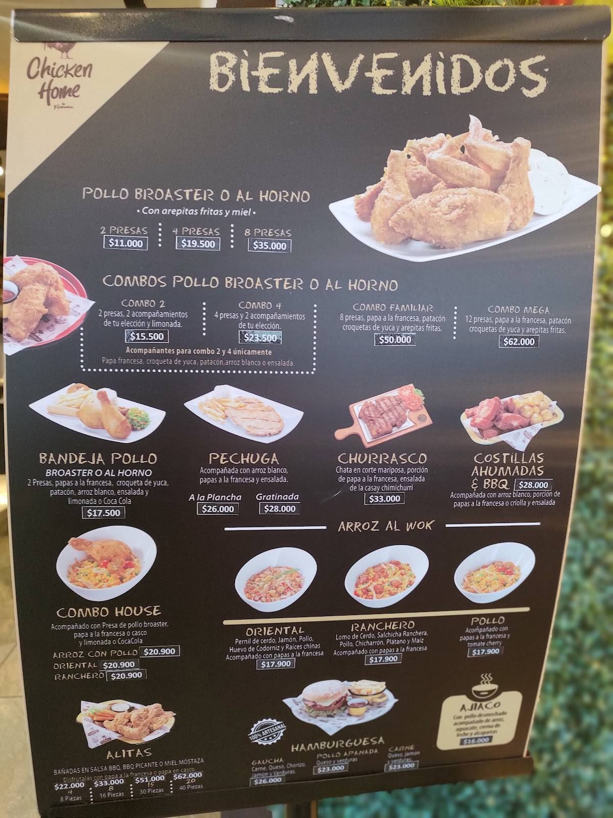 Menu at Chicken Home restaurant, Bogotá
