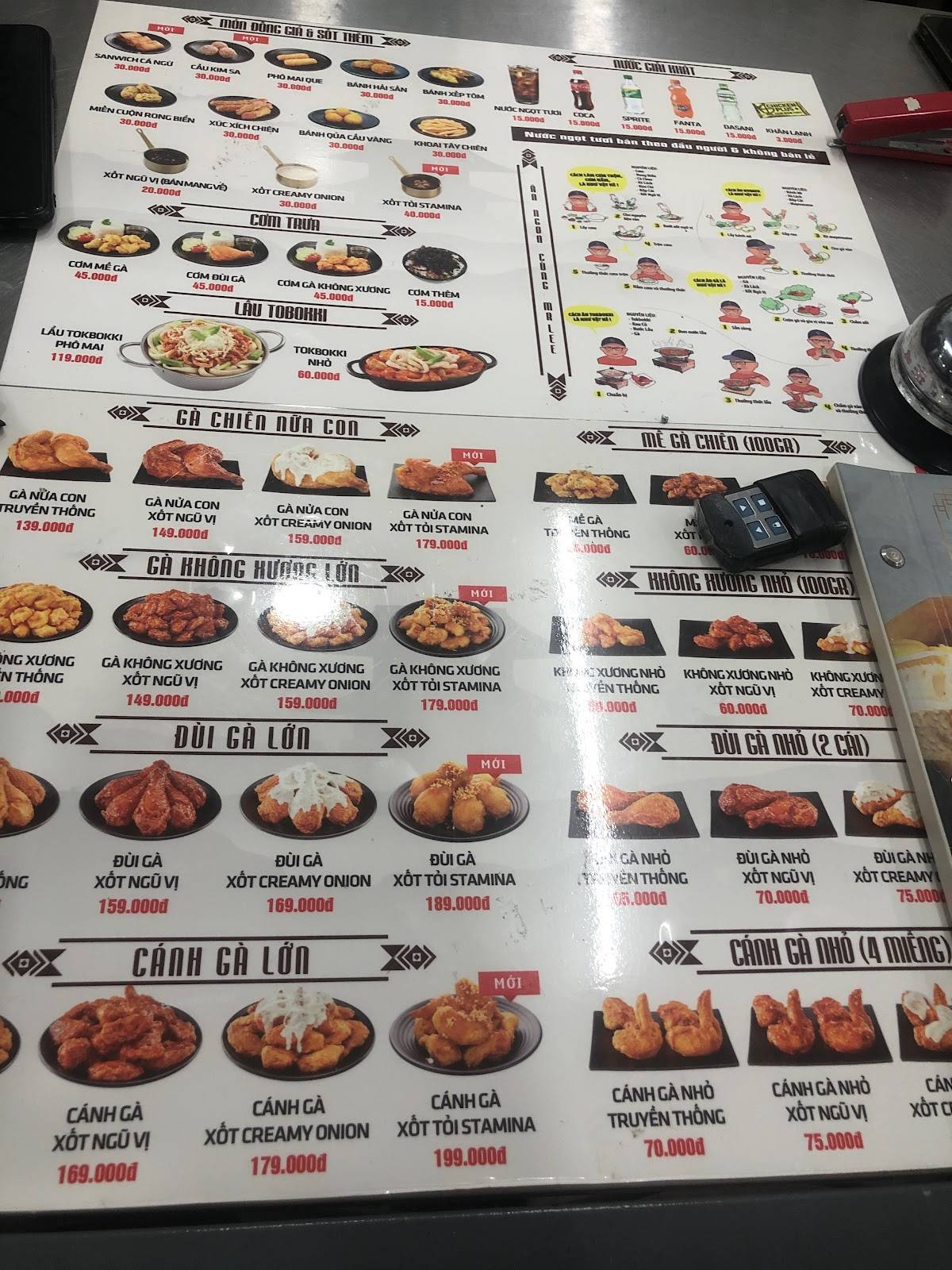 Menu at Chicken Plus Dương Đức Hiền restaurant, Ho Chi Minh City