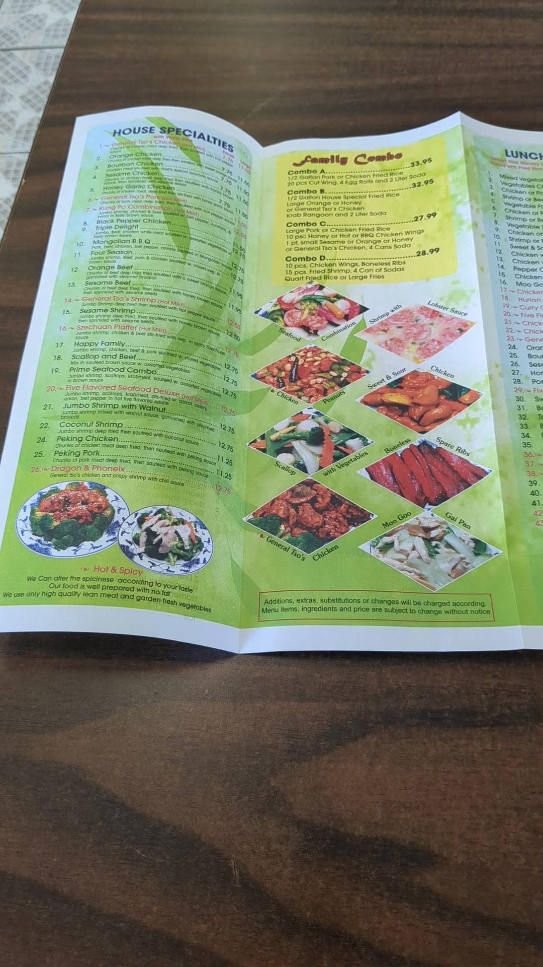 Menu at Chinese Delight restaurant, Orlando