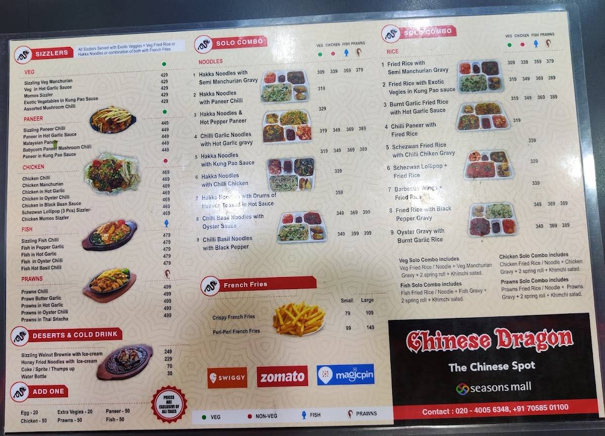 Menu at Chinese Dragon, Pune, Third Floor, SEASONS MALL, Food court