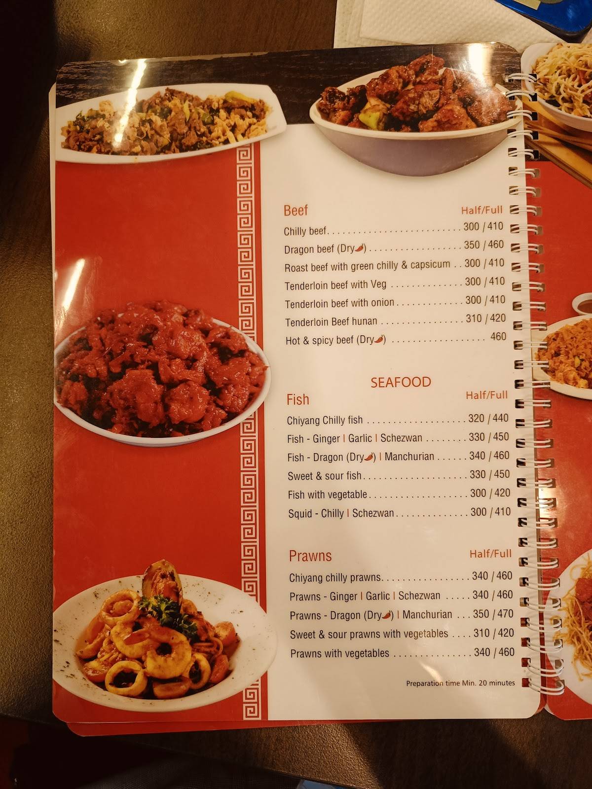 Menu at Chiyang Chinese Restaurant, Angamaly