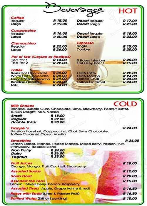 Menu at Choices Coffee Shop and Confectionary cafe, Johannesburg