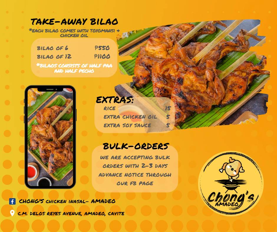 Menu at Chong's Chicken Inasal - Amadeo, Cavite restaurant, Amadeo