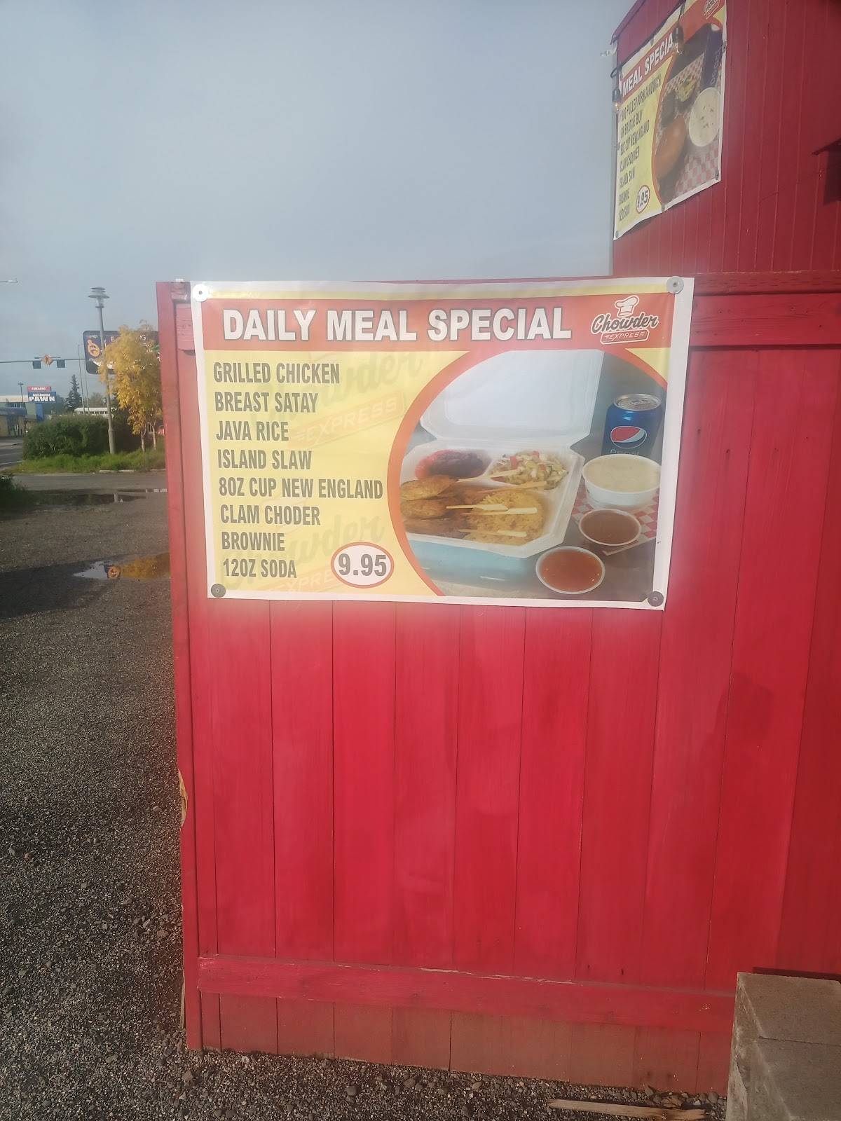 Menu at Chowder Express BBQ, Anchorage