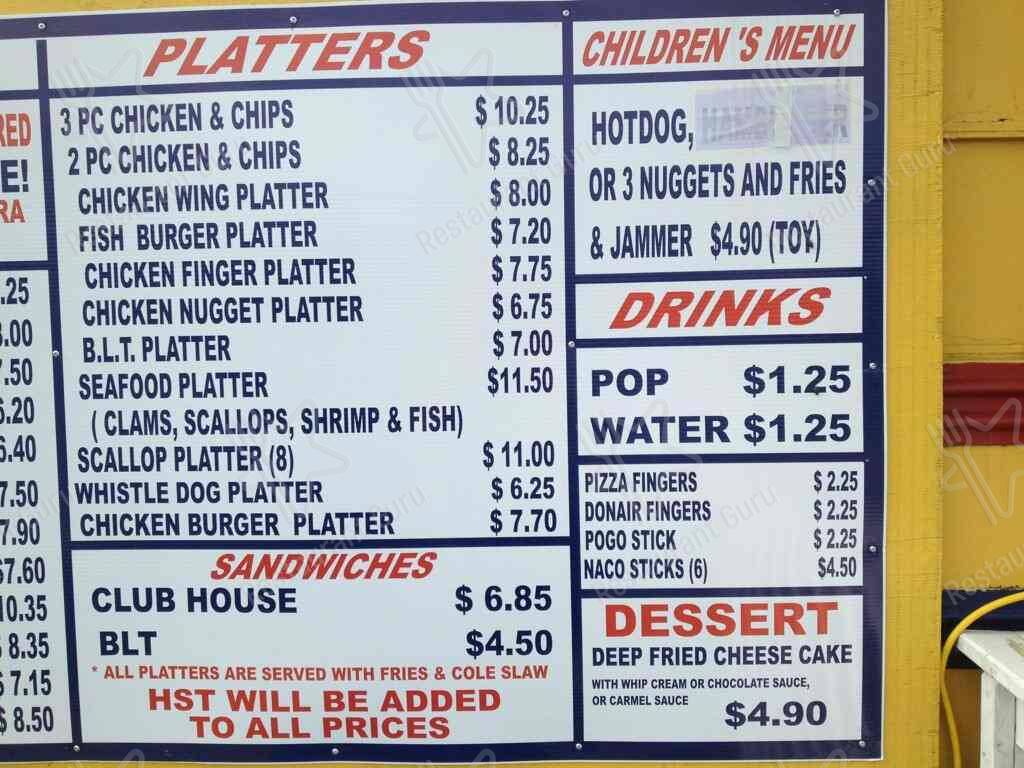 Menu at Chubby's Lunch fast food, Saint Peter's