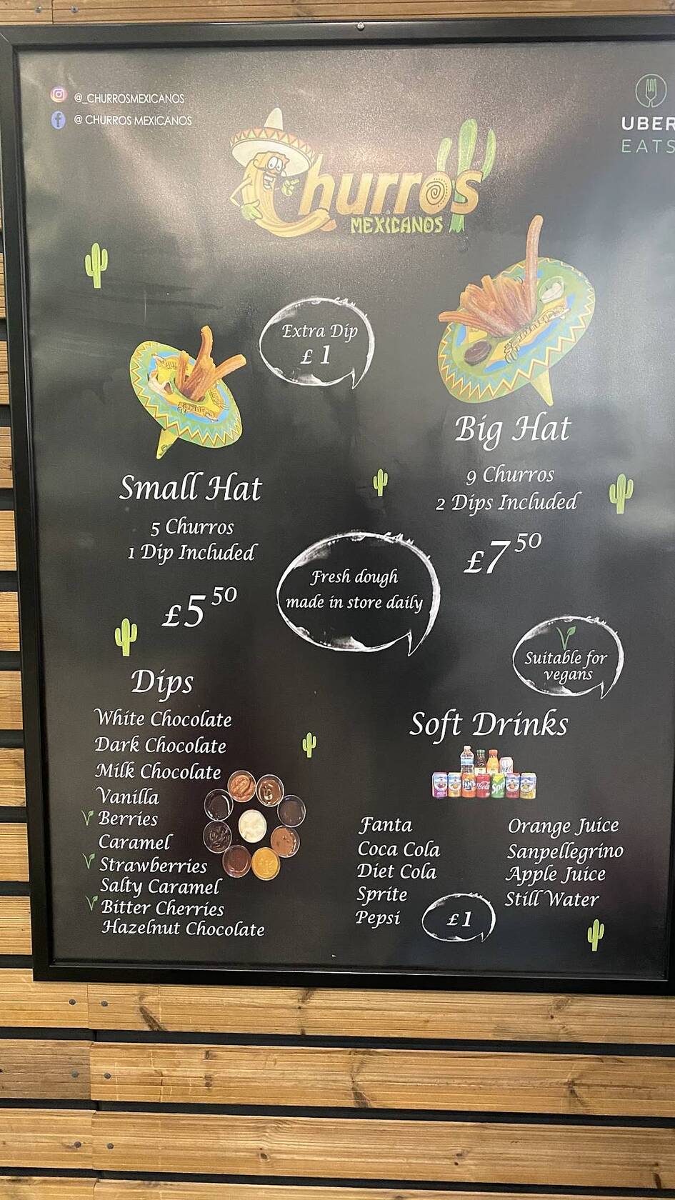 Menu at Churros Locos Freshly Made, Manchester