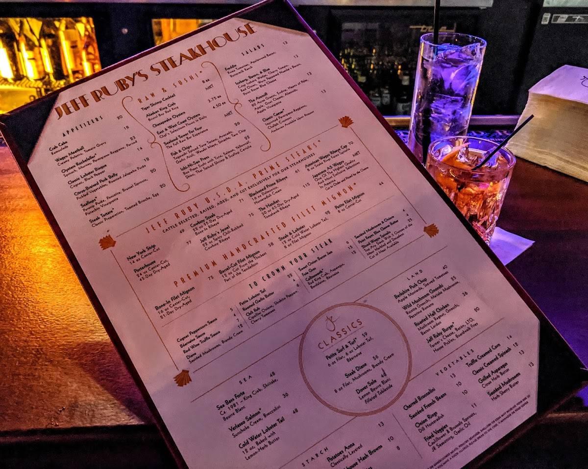 Menu at Jeff Ruby's Steakhouse, Cincinnati, 505 Vine St