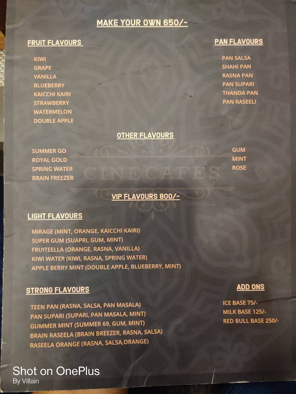 Menu at Cine Cafes Sector V, Kolkata