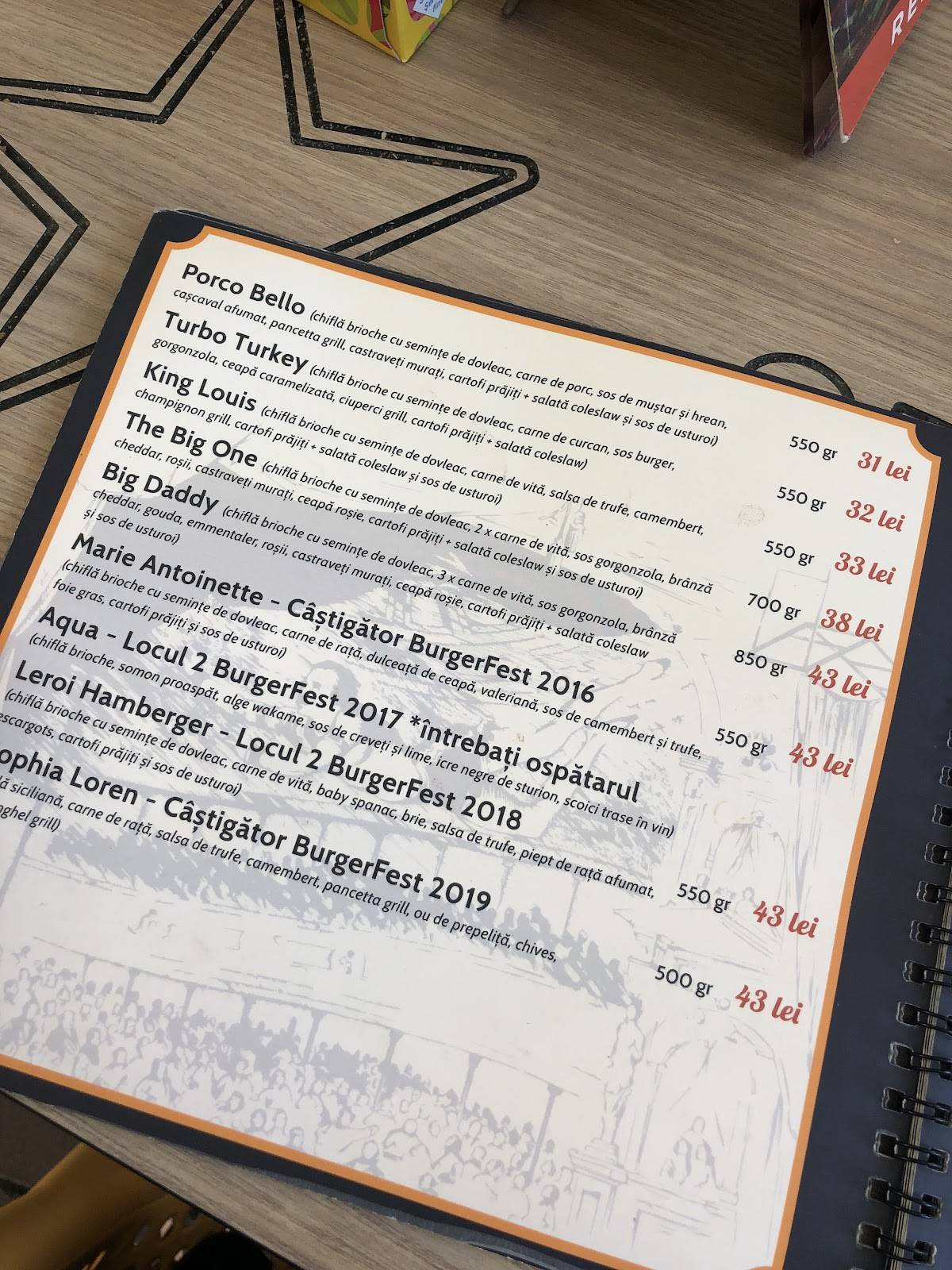 Menu at Circus Pub, Bucharest