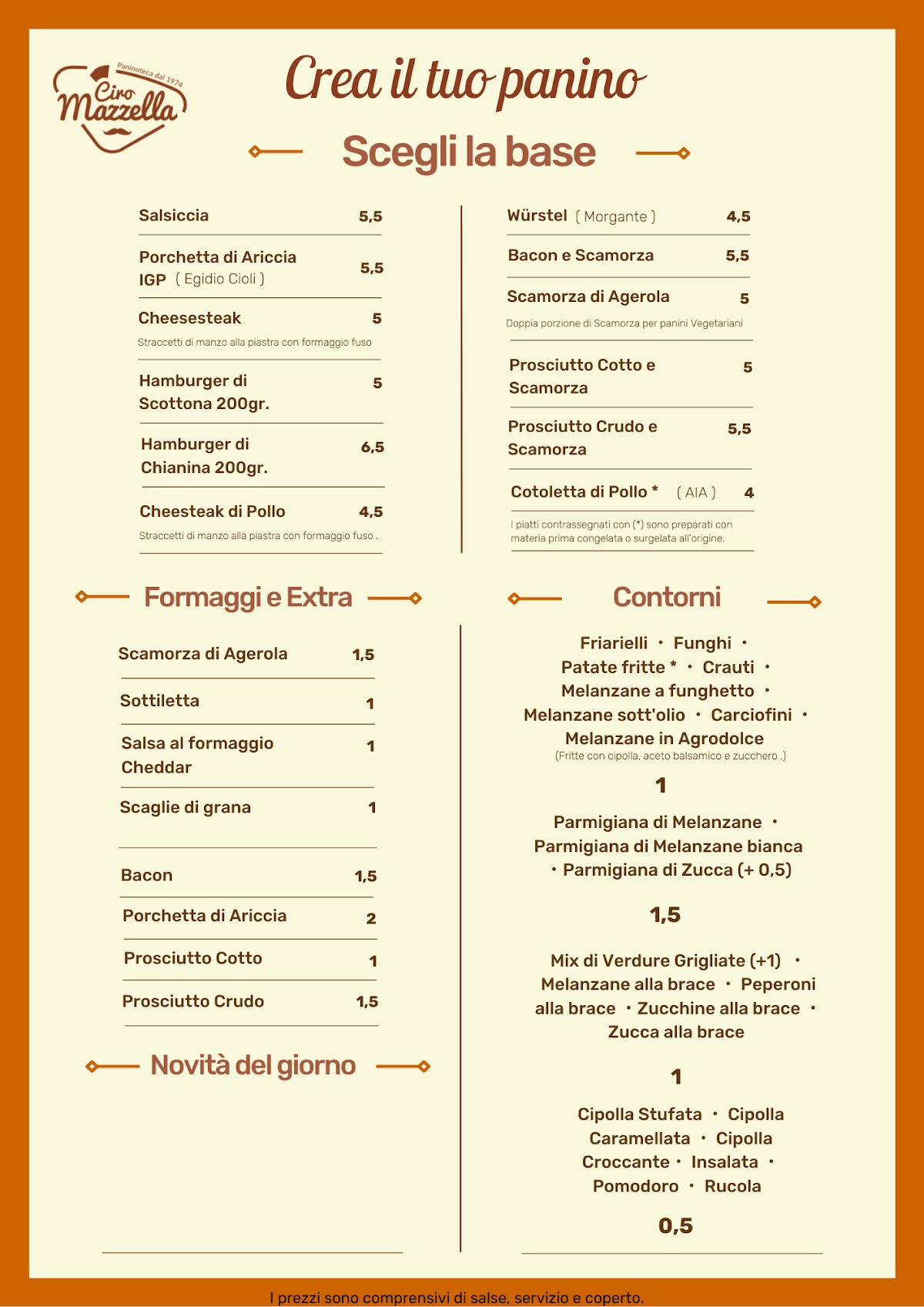 Speisekarte von Ciro Mazzella Paninoteca dal 1974 pub & Bar, Monte di ...