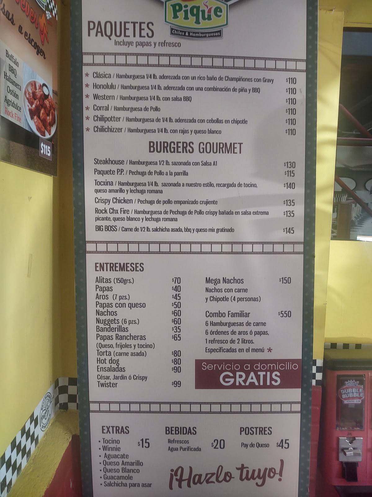 Carta del restaurante Piqué Chiles y Hamburguesas, Ciudad Juarez, Calle ...