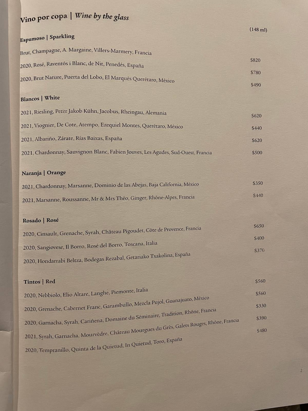 Carta del restaurante Pujol - Tasting Menu, Ciudad López Mateos ...