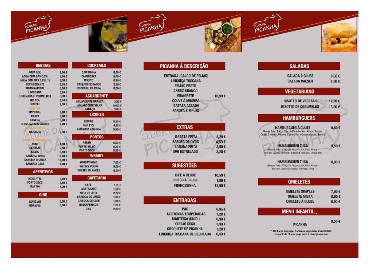 Menu at Clube da Picanha, Alcabideche