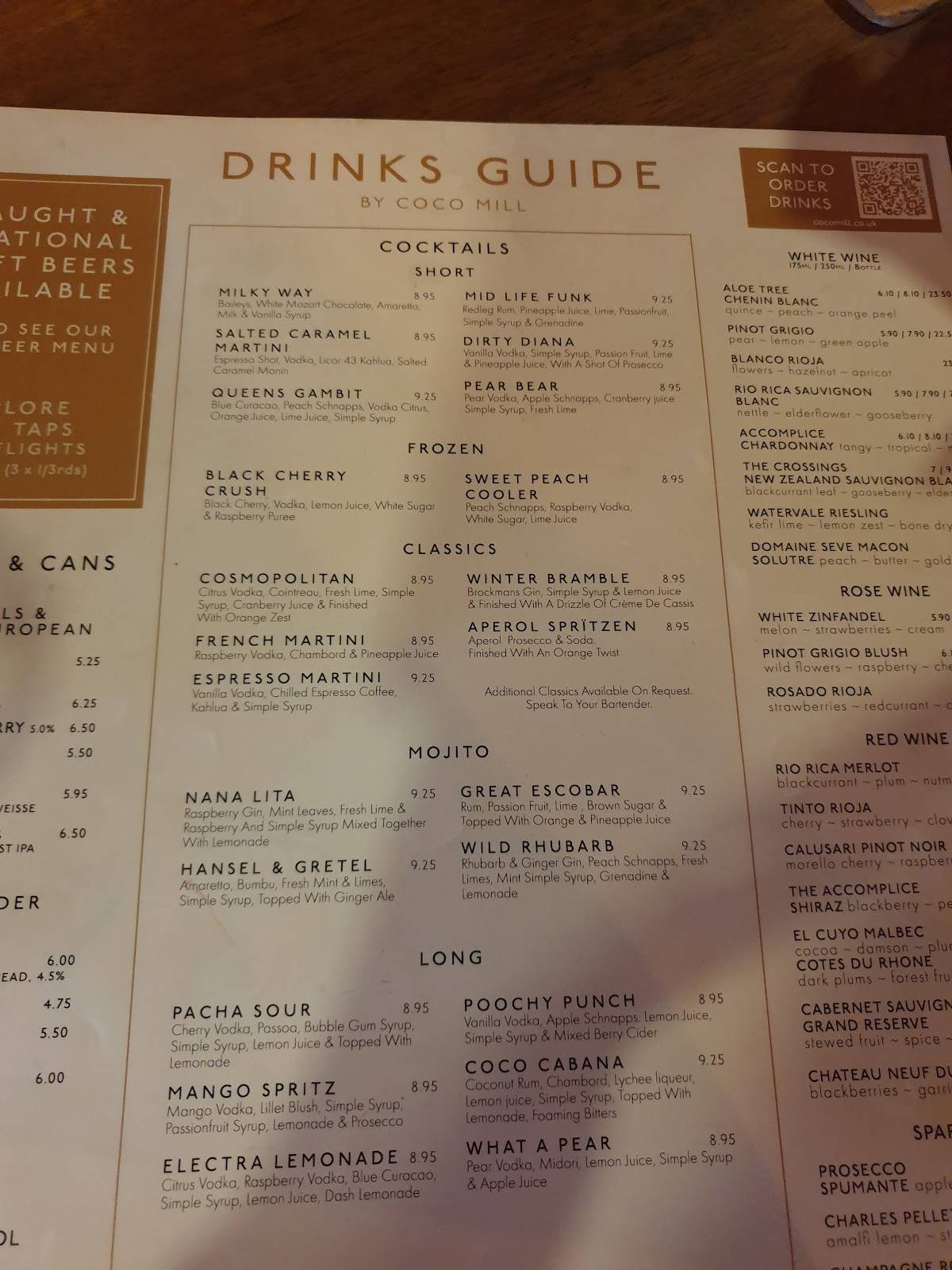Menu at Coco Mill pub & bar, Carlisle