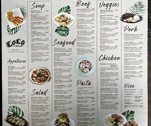 Menu at Coco Restaurant, Danao City