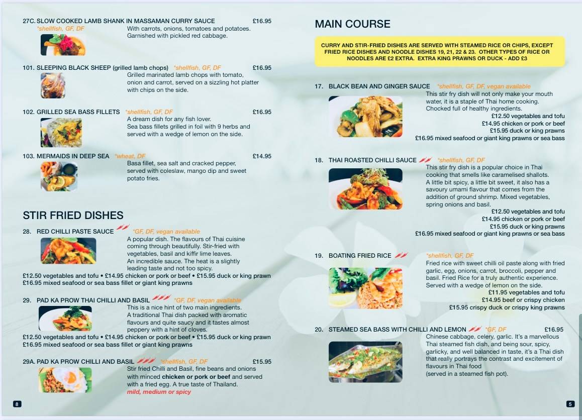Menu at Coco & Rum restaurant, Saltburn-by-the-Sea