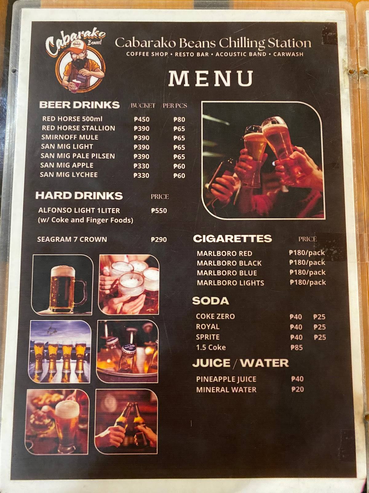 Menu at Coffee Prince Chilling Station, Cabanatuan City