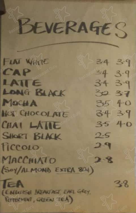 Menu at Coffee Wala Coffees restaurant, North Sydney
