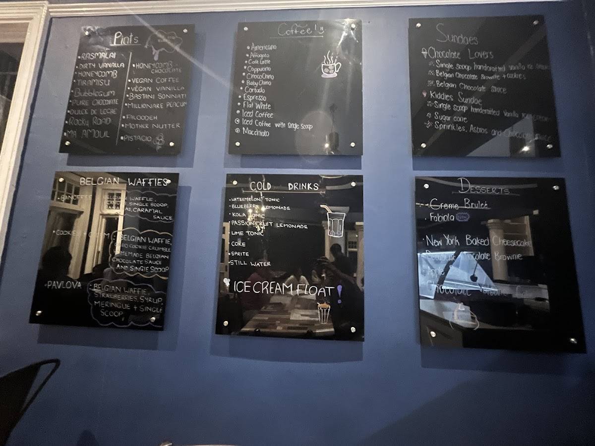 Menu at Colaba Ice Cream & Dessert Studio restaurant, Durban