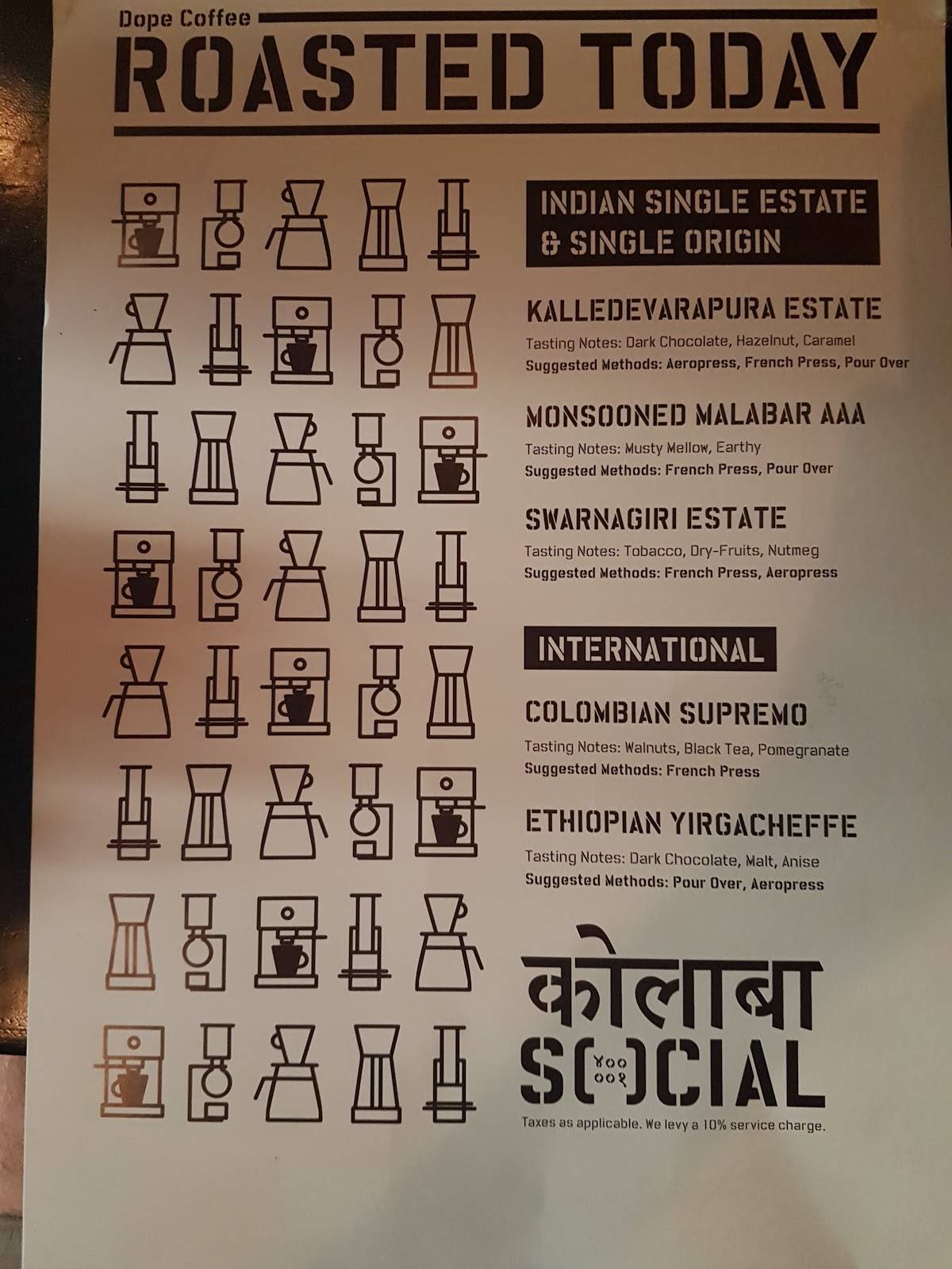 Menu at Colaba SOCIAL, Mumbai, B K Boman Behram Marg Shop 24