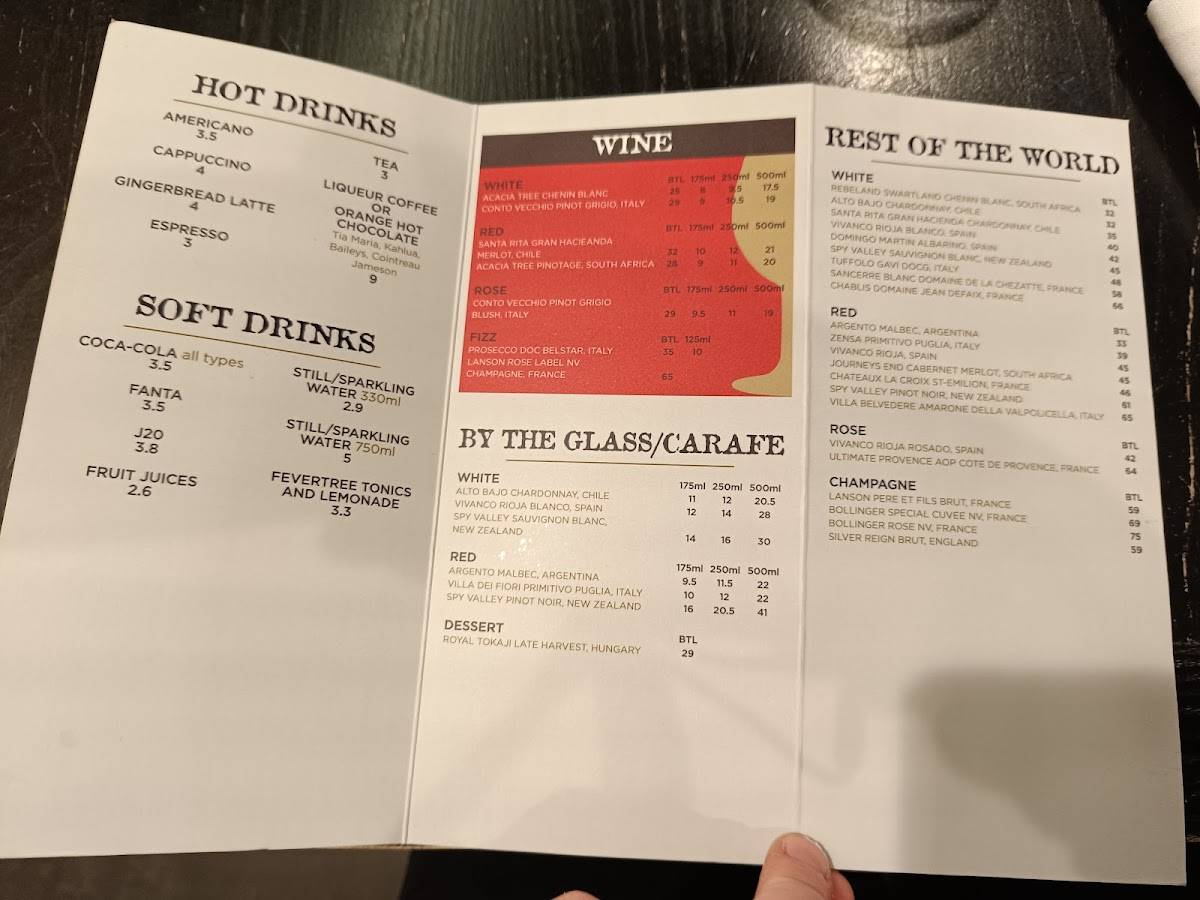 Menu at Collage Restaurant, Ringway
