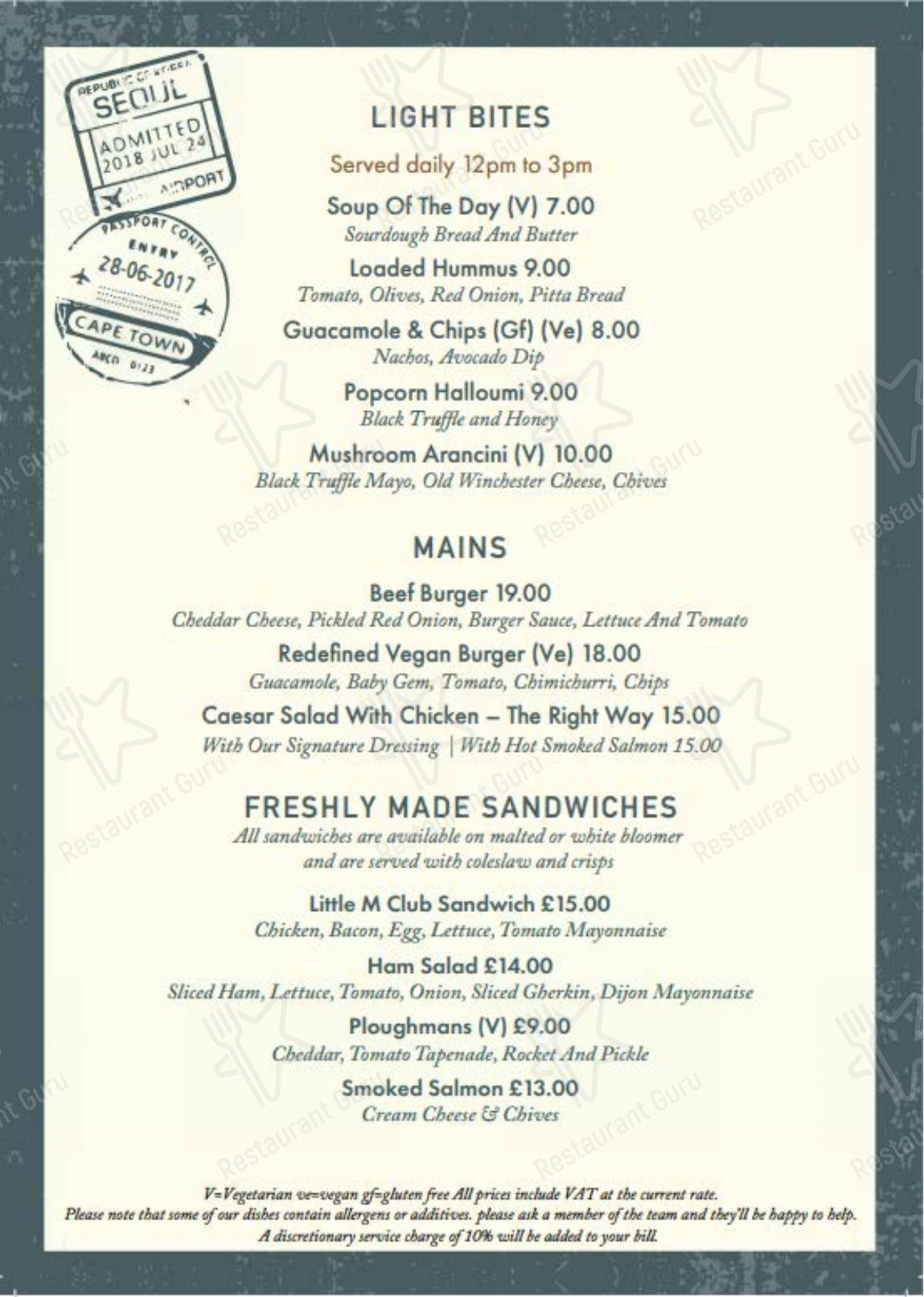 Menu at Collage Restaurant, Ringway