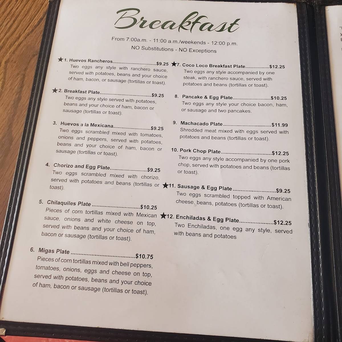 Menu at Coco Loco restaurant, College Station, Welsh Ave