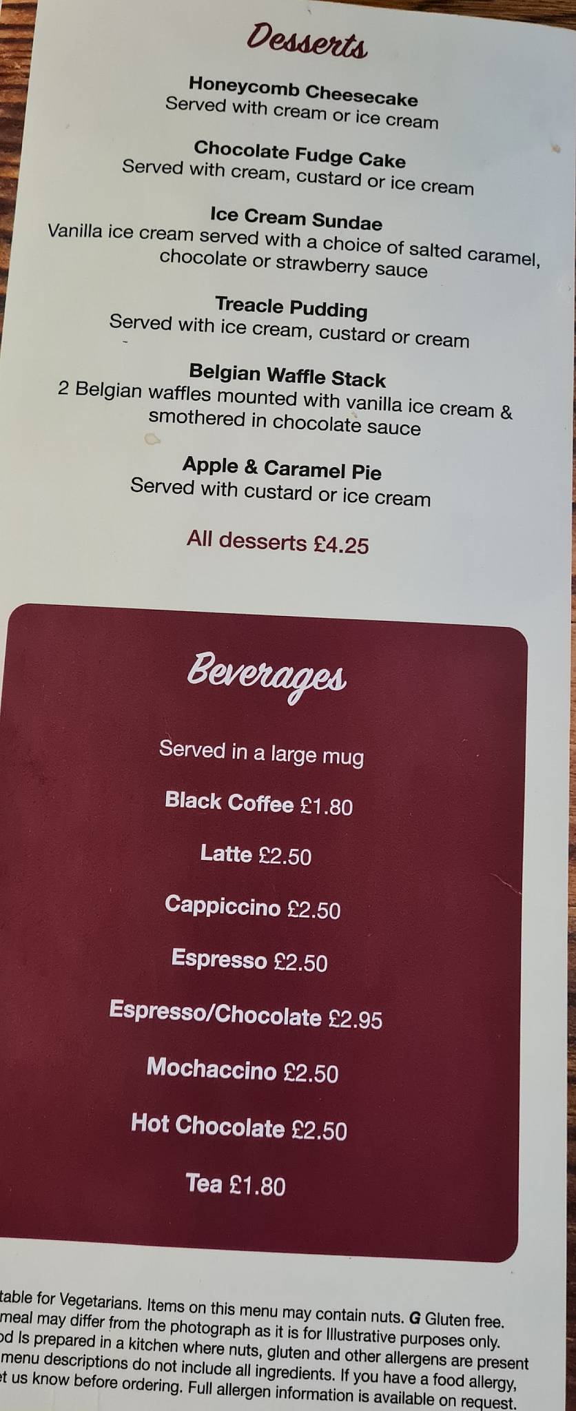 Menu at Colliers Arms pub & bar, Swansea