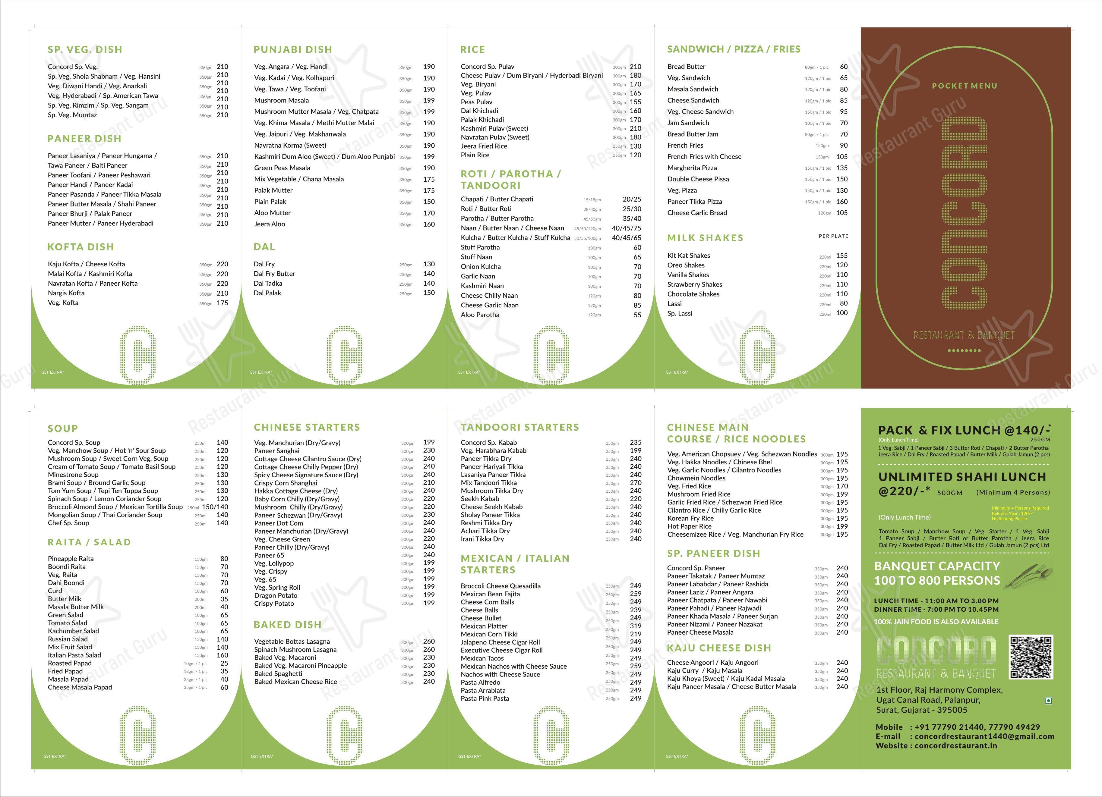 Menu at Concord Restaurant & Banquet, Surat