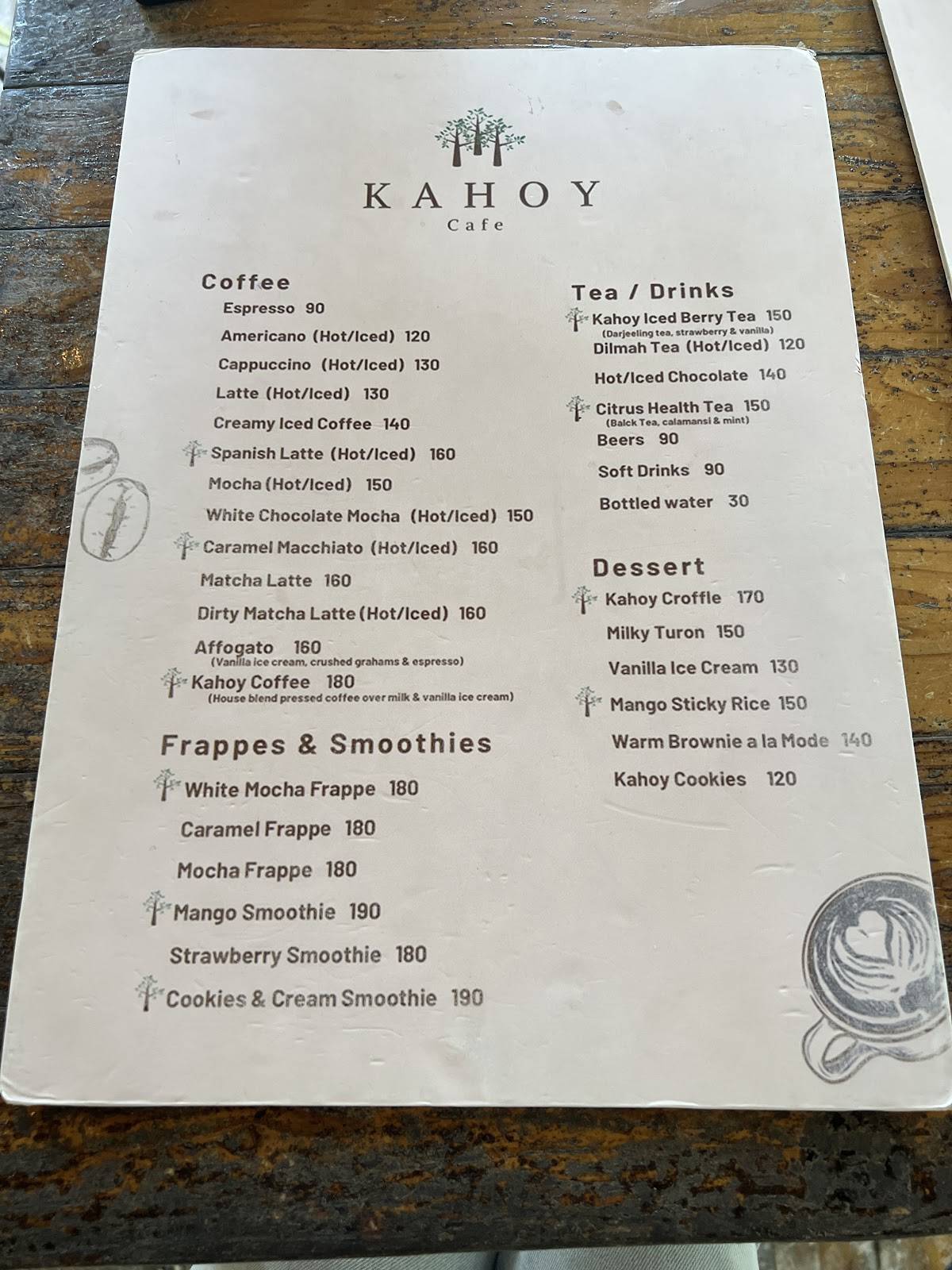 Menu at Kahoy Cafe, Consolacion