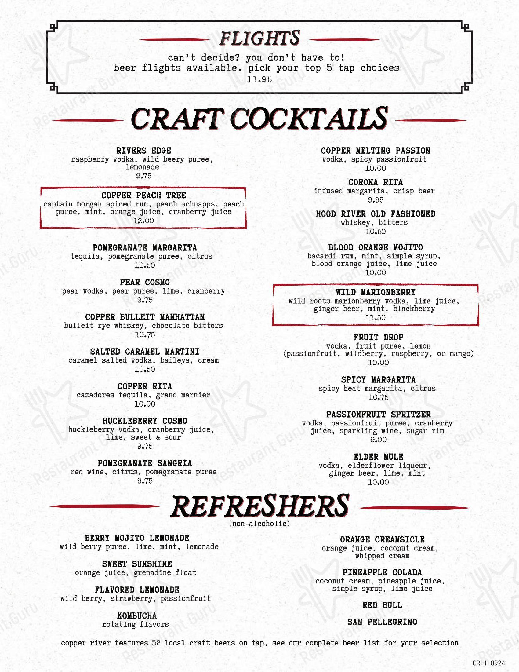 Menu at Copper River Restaurant & Bar, Hillsboro