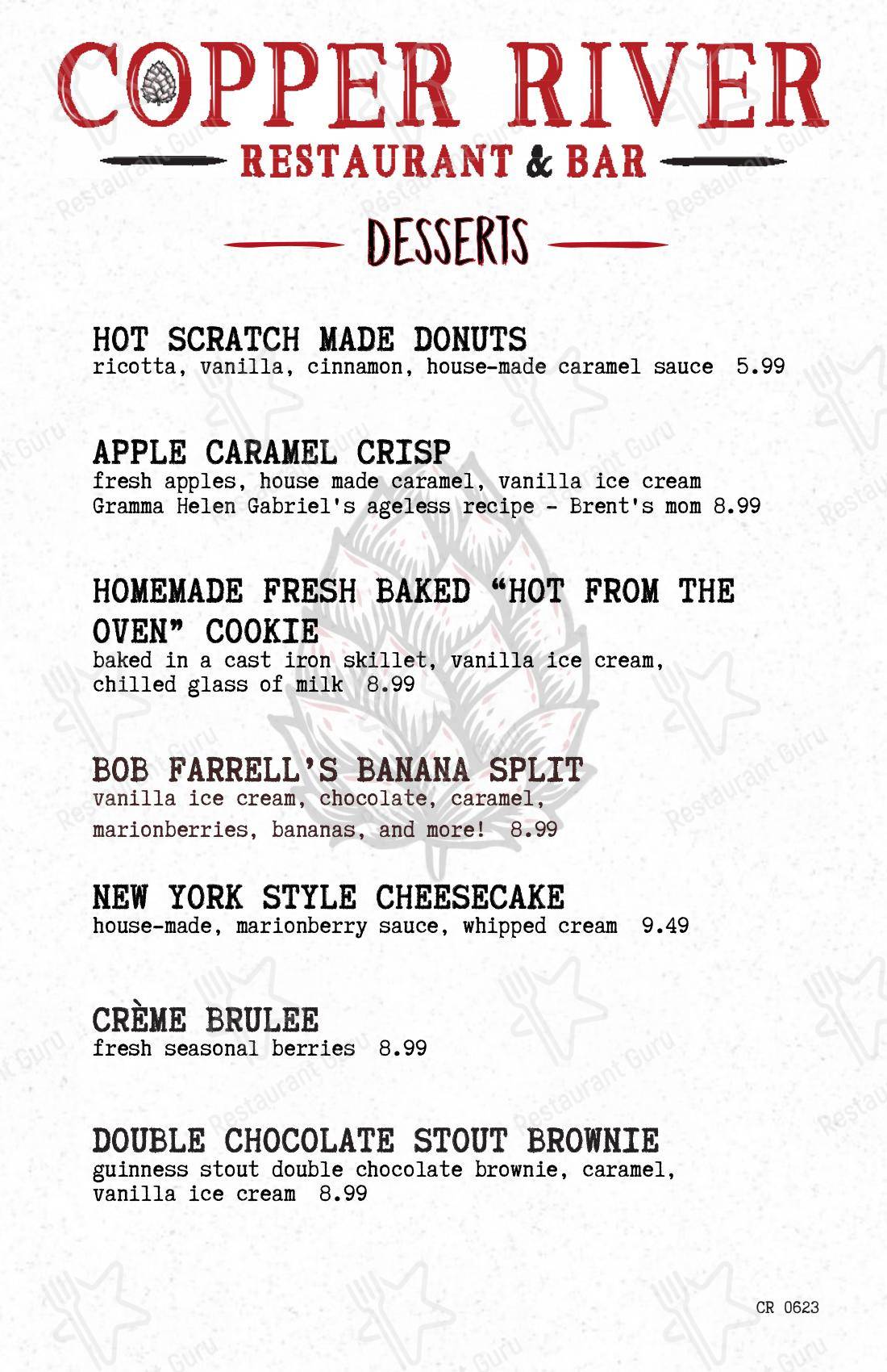 Menu at Copper River Restaurant & Bar, Hillsboro
