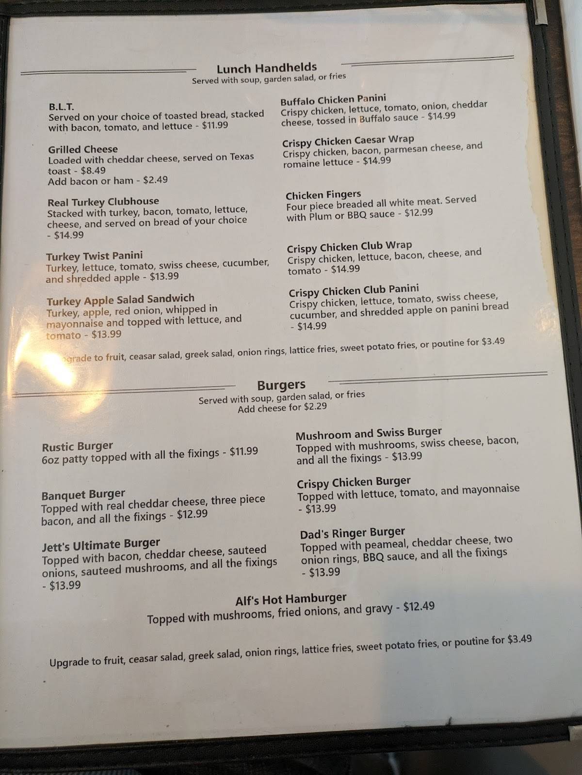 Menu at Copper Spoons restaurant, Peterborough